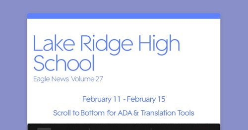 Lake Ridge High School | Smore Newsletters