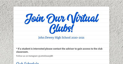 Join Our Virtual Clubs! | Smore Newsletters