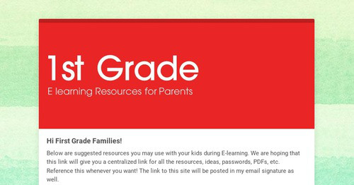 1st Grade | Smore Newsletters for Education