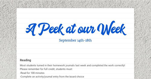 A Peek at our Week | Smore Newsletters