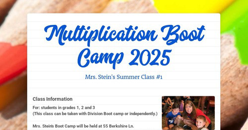Multiplication Boot Camp 2025 | Smore Newsletters for Education