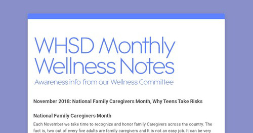 WHSD Monthly Wellness Notes | Smore Newsletters for Education