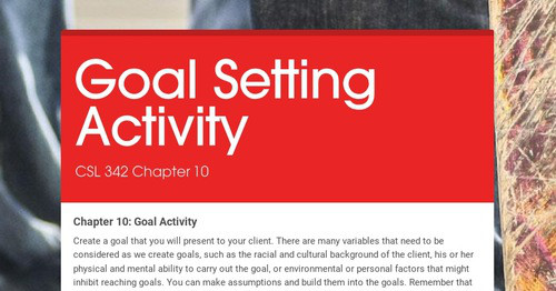 Goal Setting Activity | Smore Newsletters