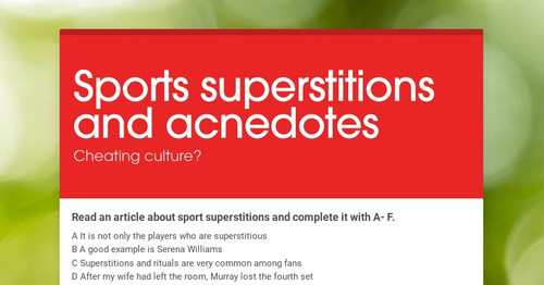 Sports superstitions and acnedotes | Smore Newsletters