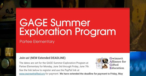 GAGE Summer Exploration Program | Smore Newsletters for Education GAGE Summer Exploration Program | Smore Newsletters for Education