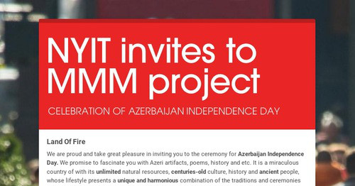 NYIT invites to MMM project | Smore Newsletters