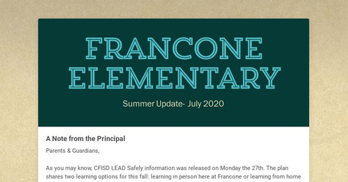 Francone Elementary | Smore Newsletters for Education
