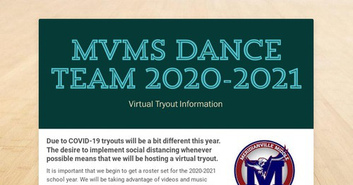 MVMS Dance Team 2020-2021 | Smore Newsletters