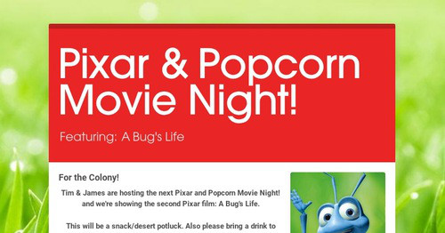 Pixar & Popcorn Movie Night! | Smore Newsletters