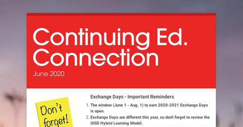 Continuing Ed. Connection | Smore Newsletters