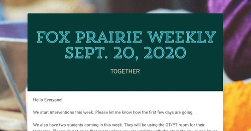 Fox Prairie Weekly Sept. 20, 2020 | Smore Newsletters