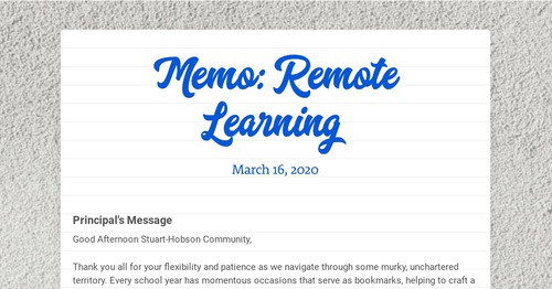 Memo: Remote Learning