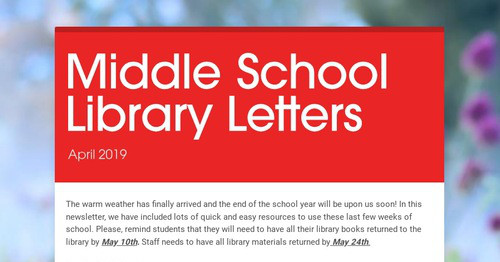 Middle School Library Letters | Smore Newsletters for Education