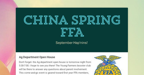 China Spring FFA | Smore Newsletters