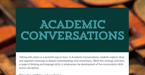Academic Conversations | Smore Newsletters