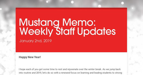 Mustang Memo: Weekly Staff Updates | Smore Newsletters for Education