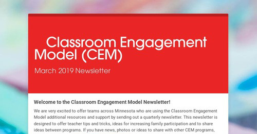 Classroom Engagement Model (CEM) | Smore Newsletters