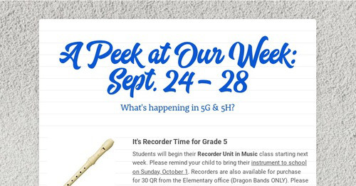 A Peek at Our Week: Sept. 24 - 28 | Smore Newsletters