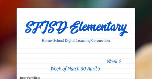 SFISD Elementary | Smore Newsletters