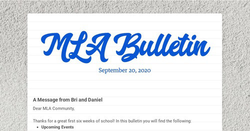 MLA Bulletin | Smore Newsletters