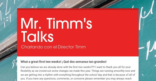 Mr. Timm's Talks | Smore Newsletters