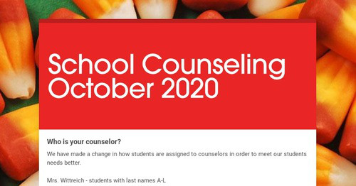 School Counseling October 2020 | Smore Newsletters for Education