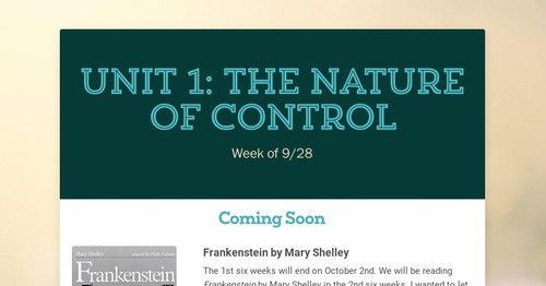 Unit 1: The Nature of Control | Smore Newsletters