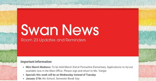 Swan News | Smore Newsletters for Education