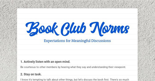 Book Club Norms | Smore Newsletters