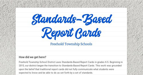 Standards-Based Report Cards