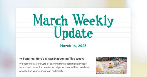 March Weekly Update