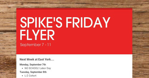 SPIKE'S FRIDAY FLYER | Smore Newsletters