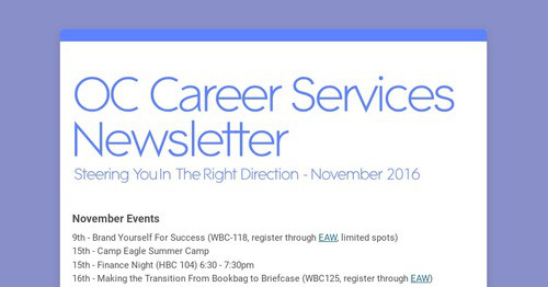 OC Career Services Newsletter | Smore Newsletters