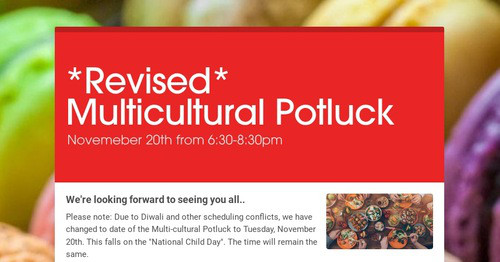 *Revised* Multicultural Potluck | Smore Newsletters for Education