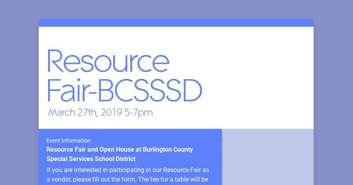Resource Fair-BCSSSD | Smore Newsletters