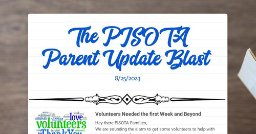 The PISOTA Parent Update Blast | Smore Newsletters for Education