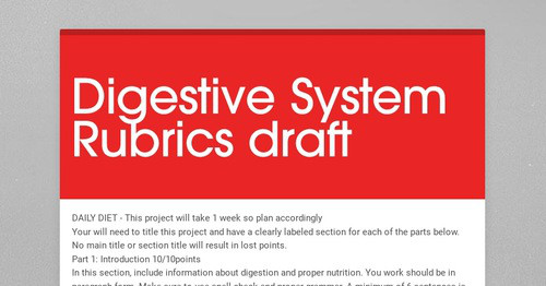 Digestive System Rubrics draft | Smore Newsletters