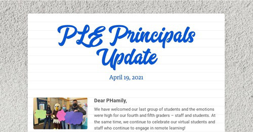 PLE Principals Update | Smore Newsletters for Education