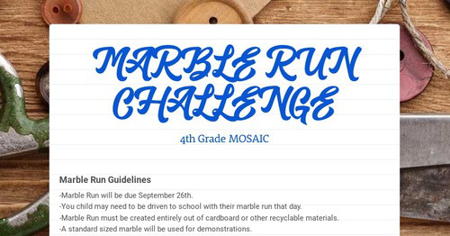 MARBLE RUN CHALLENGE | Smore Newsletters for Education
