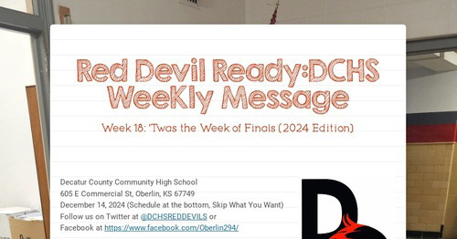Red Devil Ready:DCHS WeeKly Message | Smore Newsletters for Education