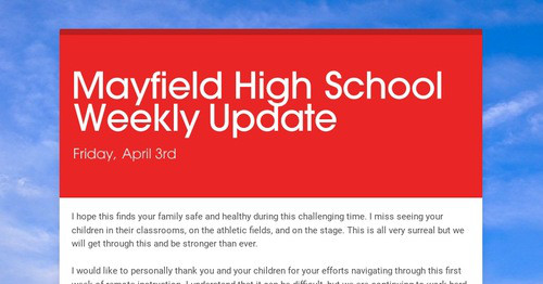 Mayfield High School Weekly Update | Smore Newsletters