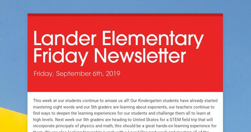 Lander Elementary Friday Newsletter | Smore Newsletters for Education