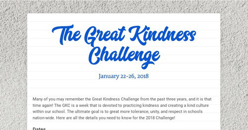 The Great Kindness Challenge | Smore Newsletters