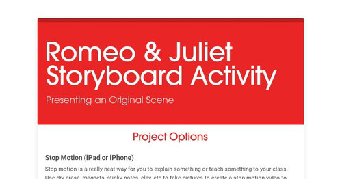 Romeo & Juliet Storyboard Activity