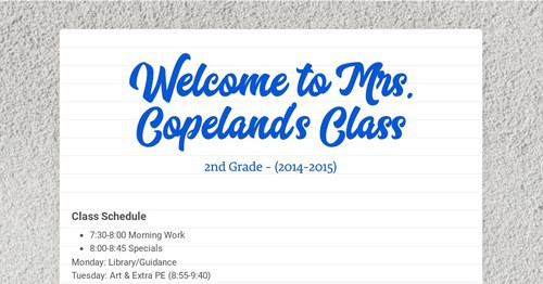 Welcome to Mrs. Copeland's Class | Smore Newsletters