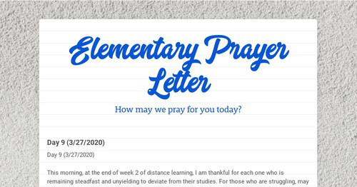 Elementary Prayer Letter | Smore Newsletters