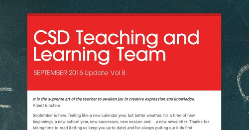 CSD Teaching and Learning Team | Smore Newsletters