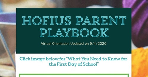 Hofius Parent Playbook | Smore Newsletters