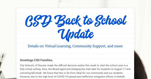 CSD Back to School Update