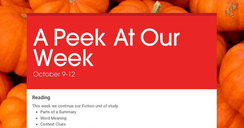 A Peek At Our Week | Smore Newsletters